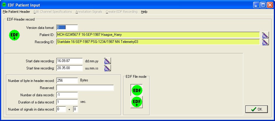 EEG-Monitor with EDF registration